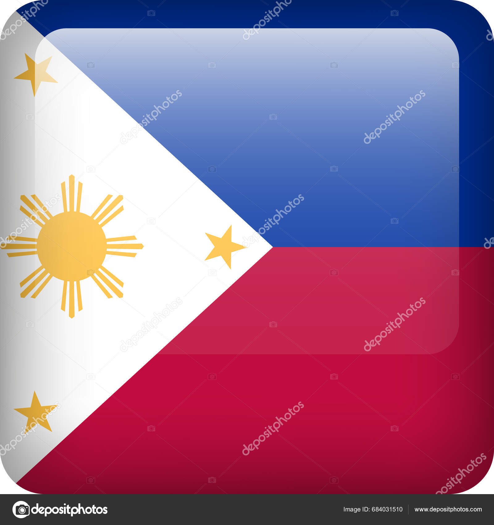 Philippines Flag Button Square Emblem Philippines Vector Philippines ...