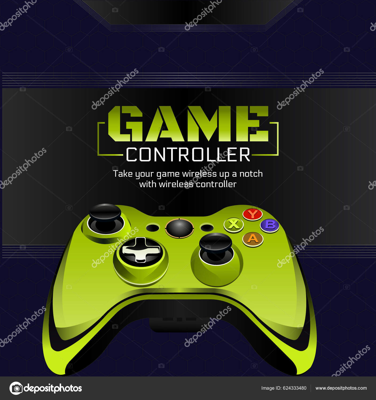游戏控制器模板的横幅设计 图库矢量图©F1Digitals 624333480