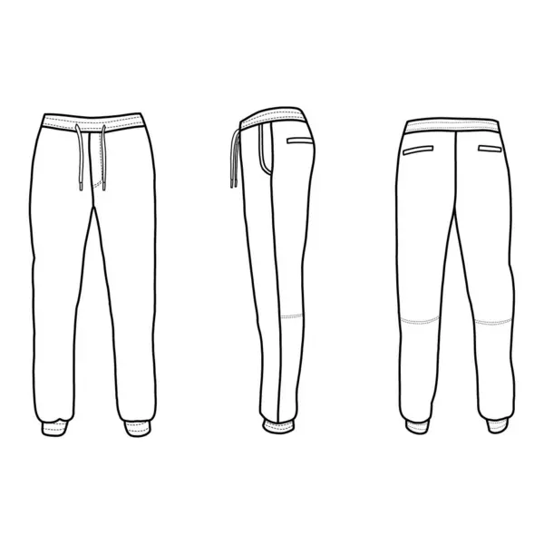 Technical Sketch Drawing Hoodie Jogger Pants Vector Template Isolated ...
