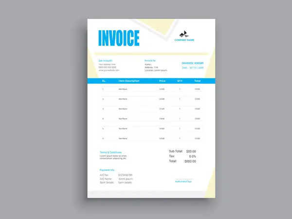 Diseño de facturas. Plantilla de formulario de factura comercial ...