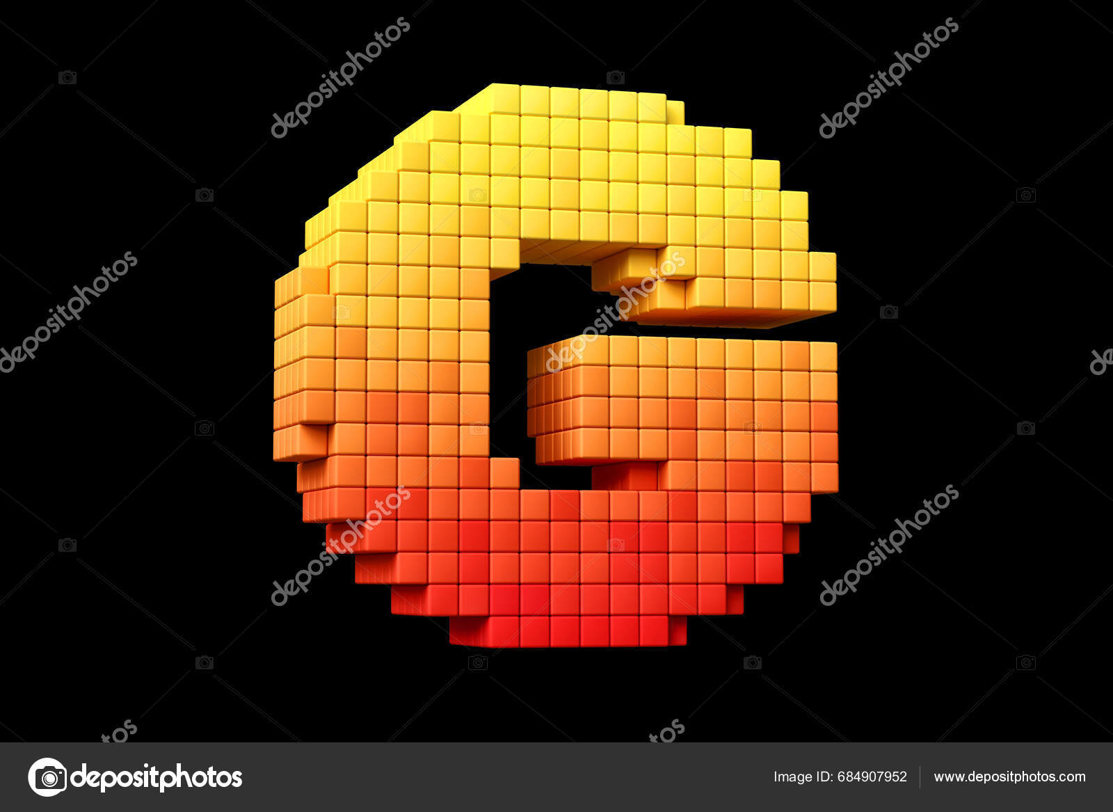 Letras Digitales Letra Arte Píxeles Esquema Color Amarillo Naranja ...