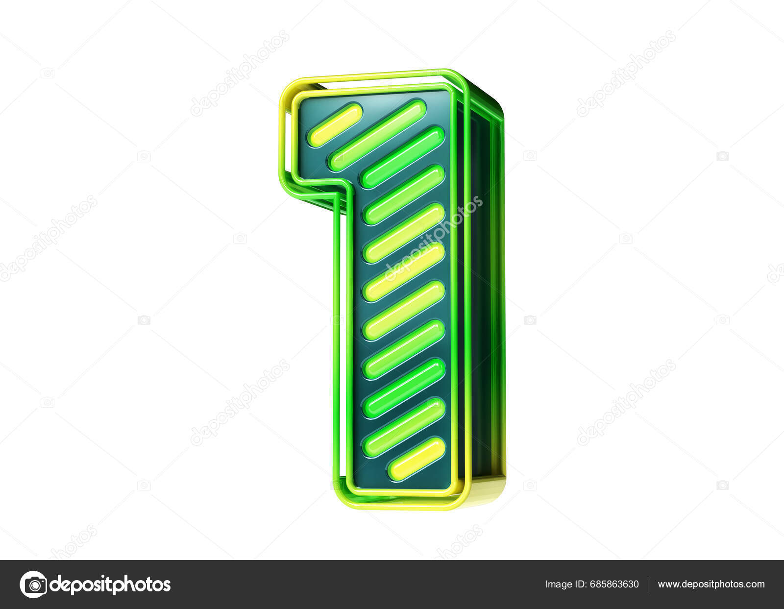 Lemon Squeeze Neon Font Eye Catching Number Design Yellow Green Stock ...