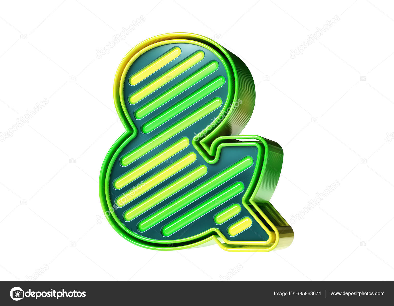 Neon Style Font Ampersand Symbol Designed Sunflower Color Scheme ...