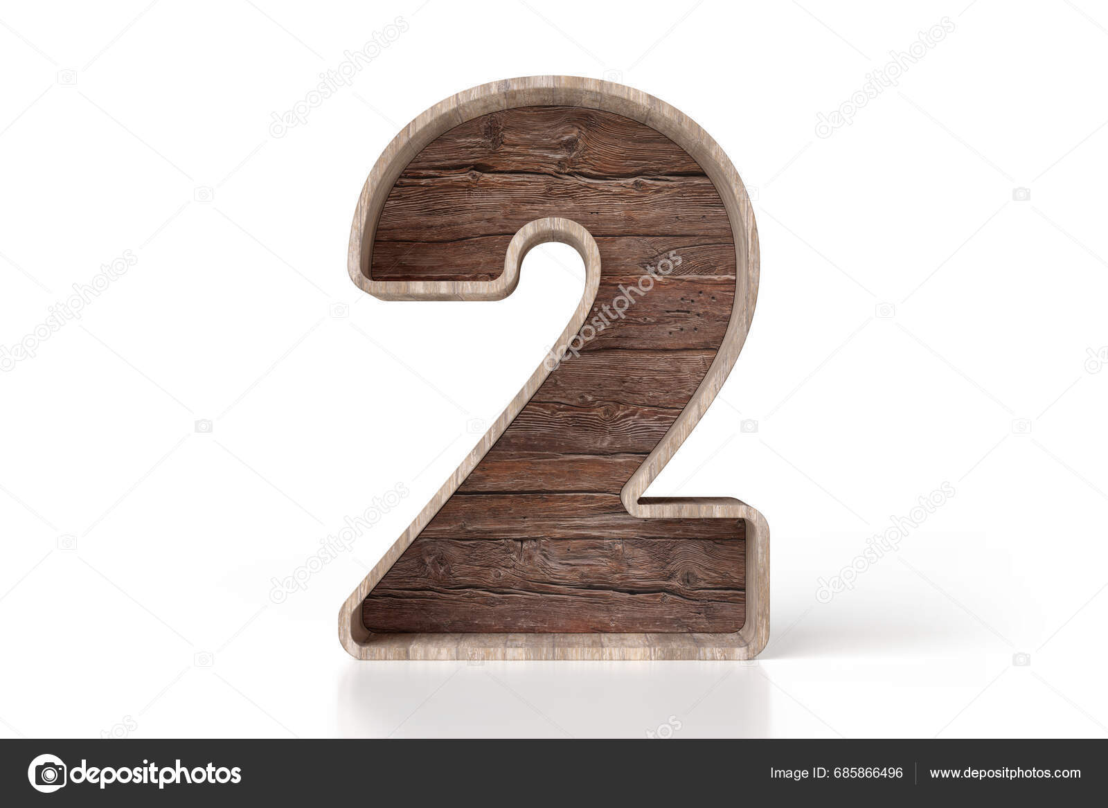 Shape Number Made Retro Style Aged Wood White Background High — Stock ...