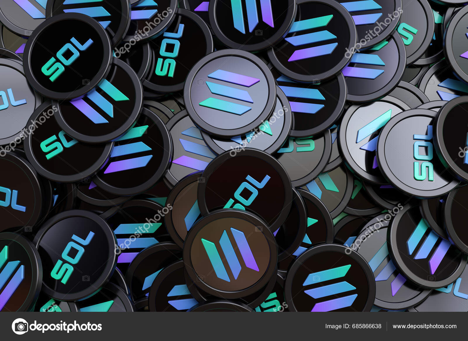 Solana Sol Cryptocurrency Wallpaper Made Many Randomly Placed Tokens ...
