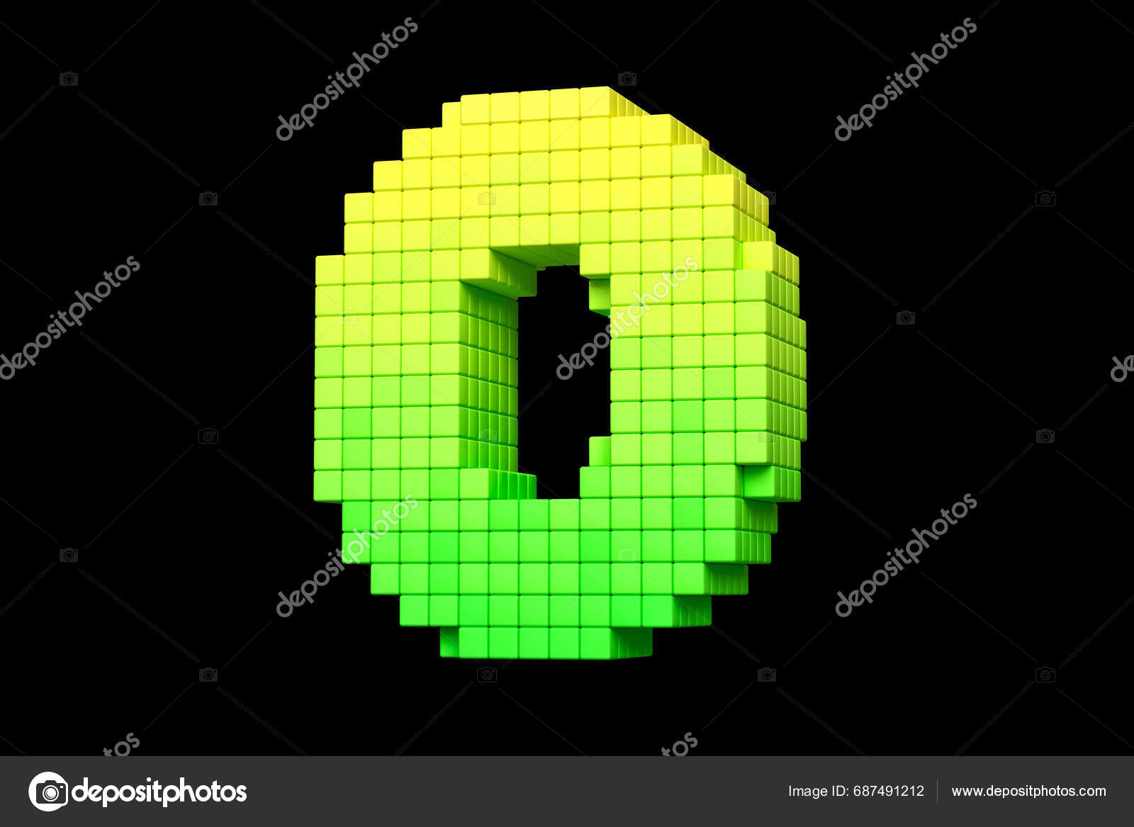 Pixel Font Digit Number Green Yellow Color Scheme Pixel Arte ...