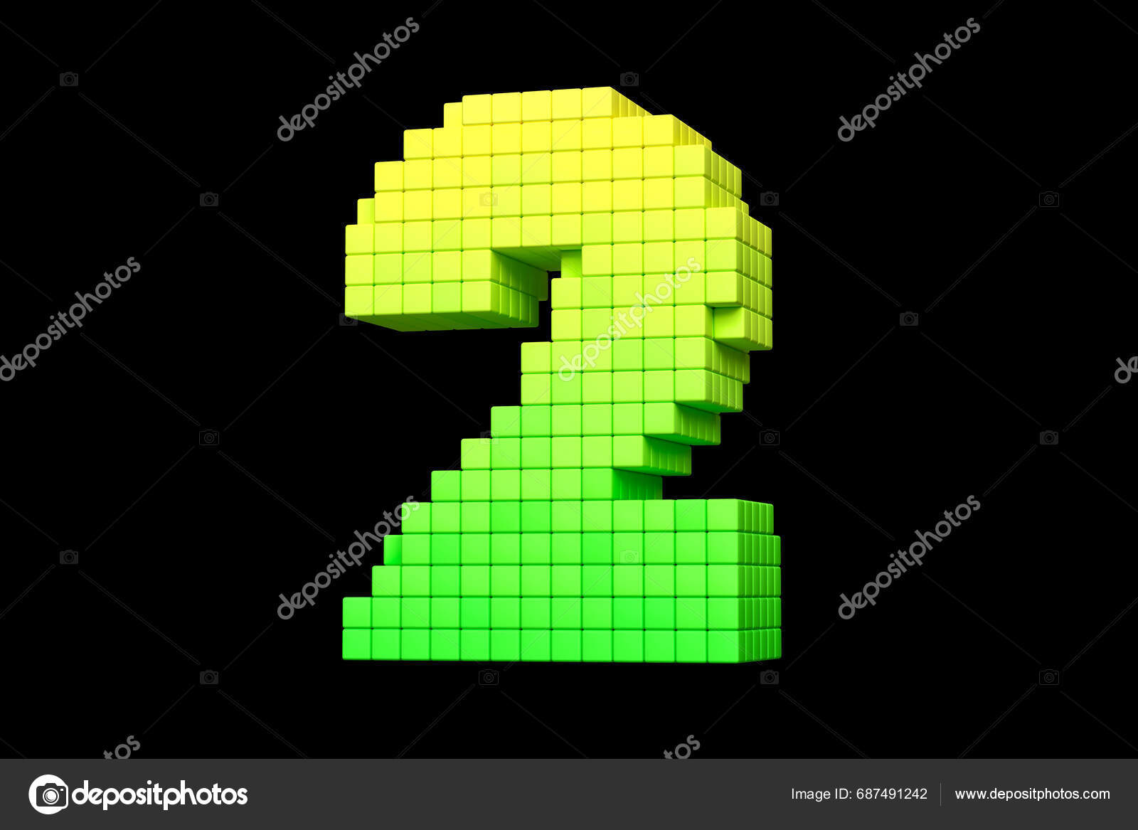 Pixel Art Dígitos Tipografía Número Composición Color Amarillo Verde ...