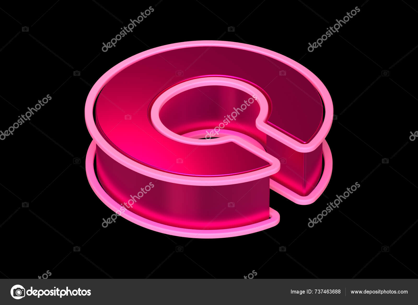 Top View Letter Bright Pink Isometric Rendering Display Typography ...