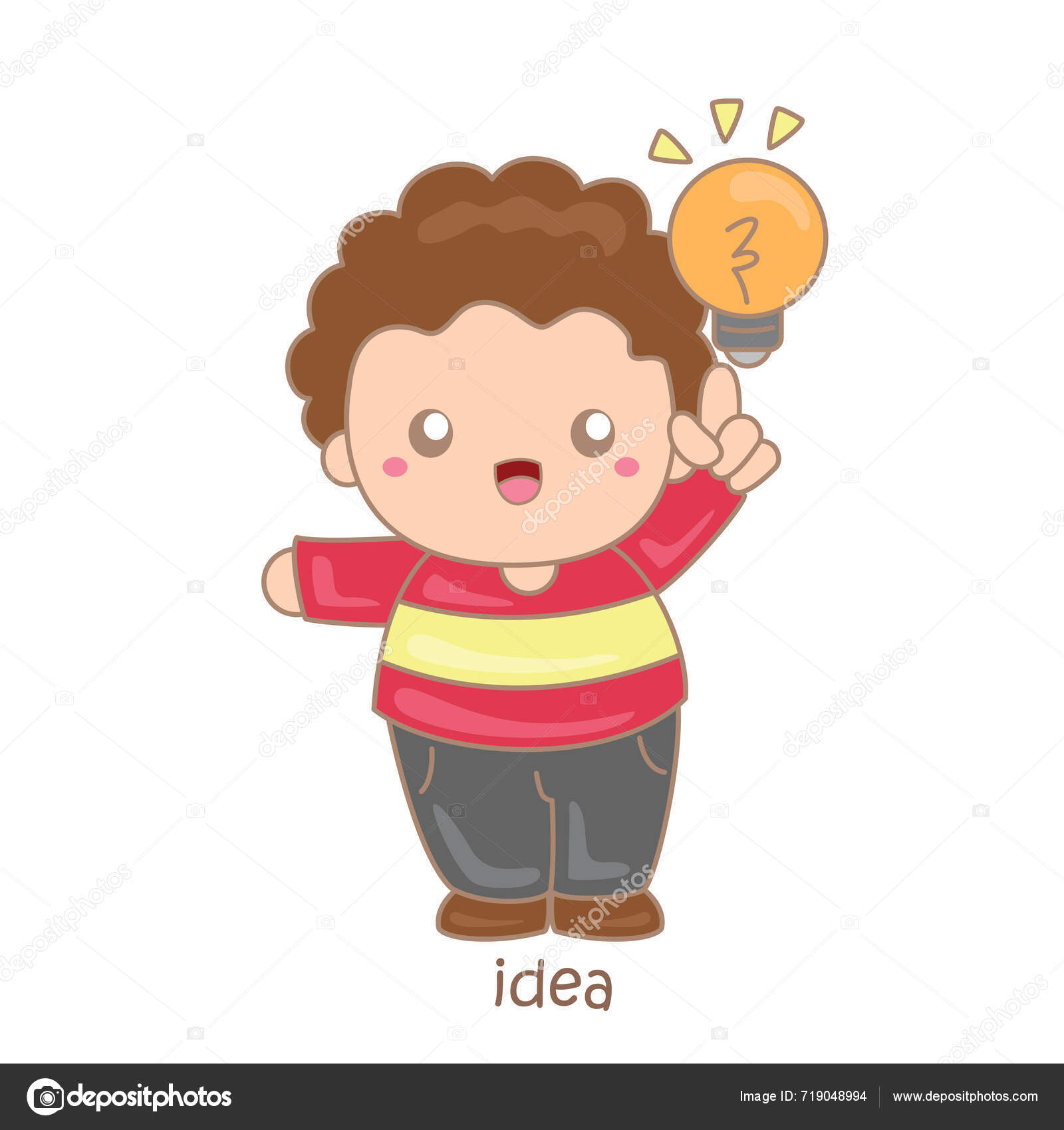 Alphabet Idea Vocabulary School Lesson Cartoon Illustration Vector ...