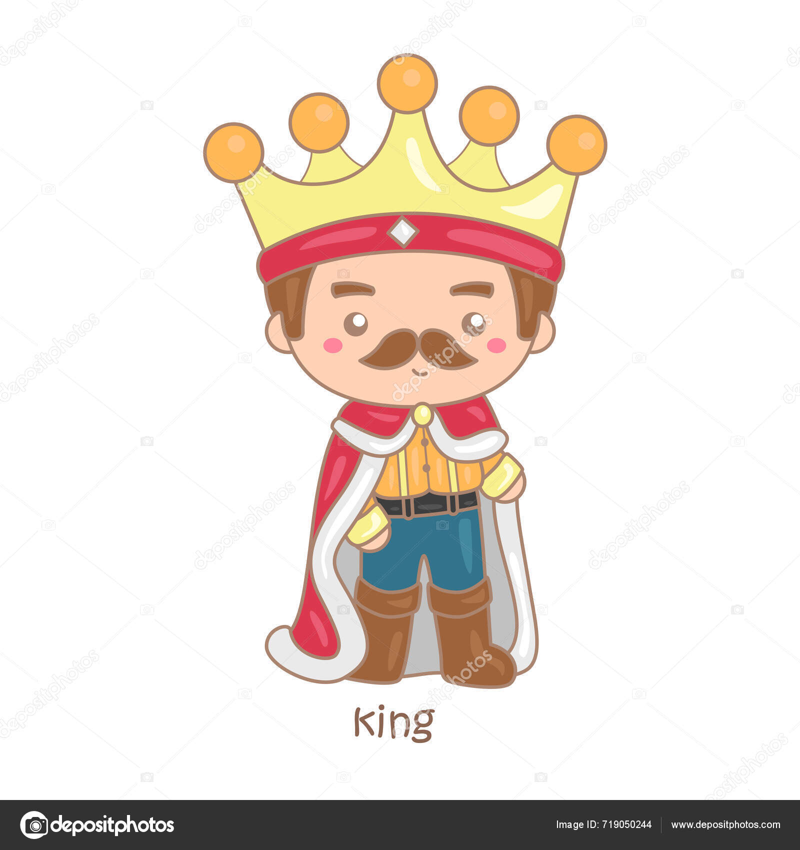 Alphabet King Vocabulary School Lesson Cartoon Illustration Vector ...