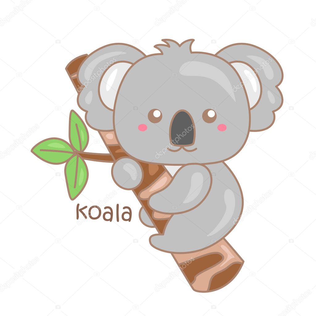 Alfabeto K para Koala Vocabulario Escuela Lecci n Ilustraci n de dibujos animados Vector Clipart ...