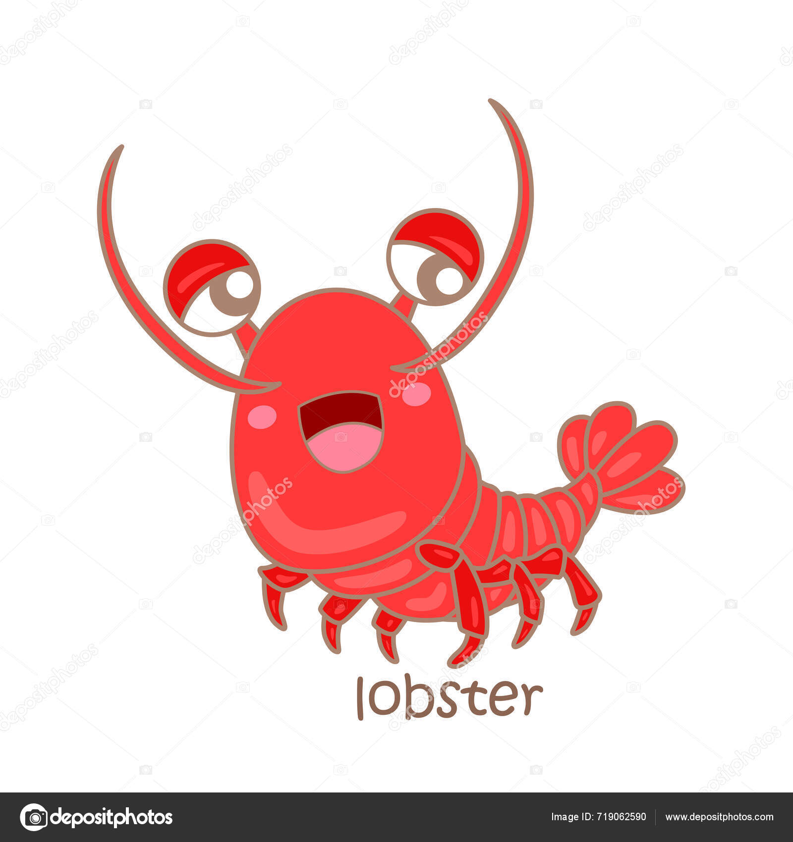 Alphabet Lobster Vocabulary School Lesson Cartoon Illustration Vector ...