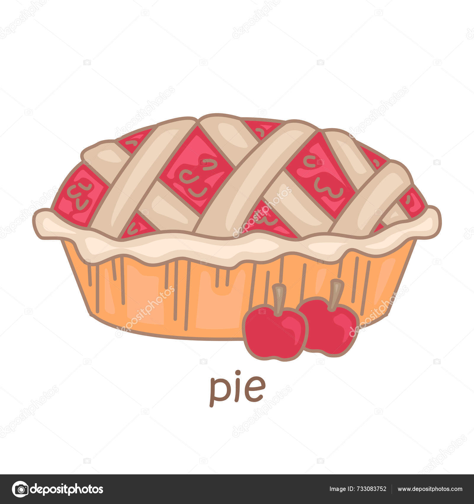 Alphabet Pie Vocabulary School Lesson Activity Cartoon Illustration ...