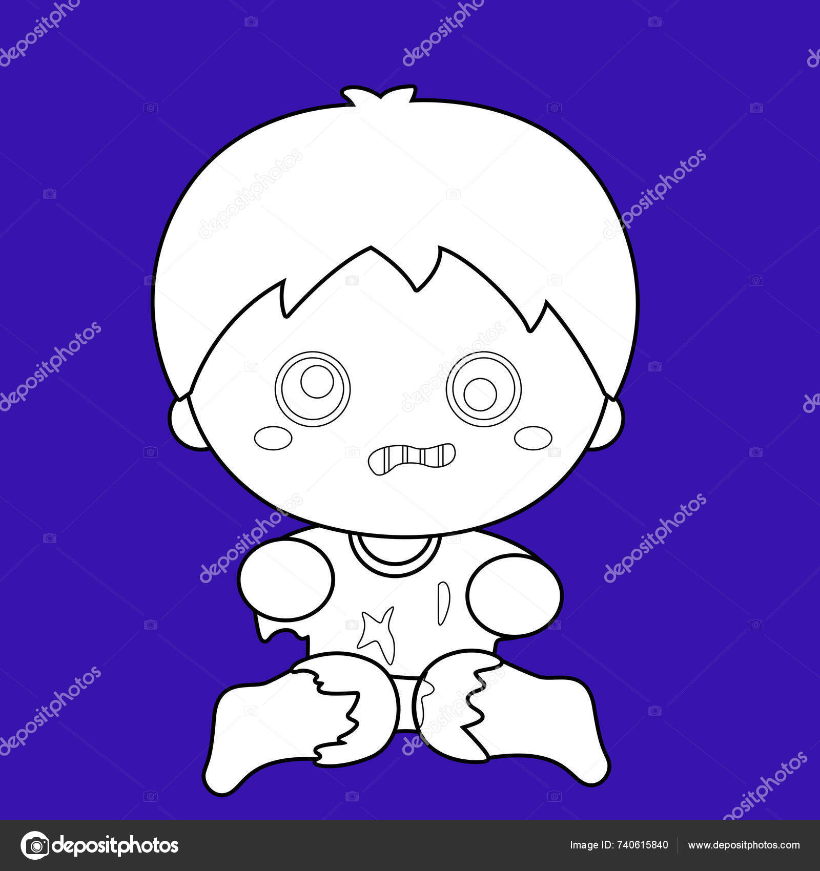 Cute Boy Kids Zombie Halloween Costume October Event Cartoon Digital ...