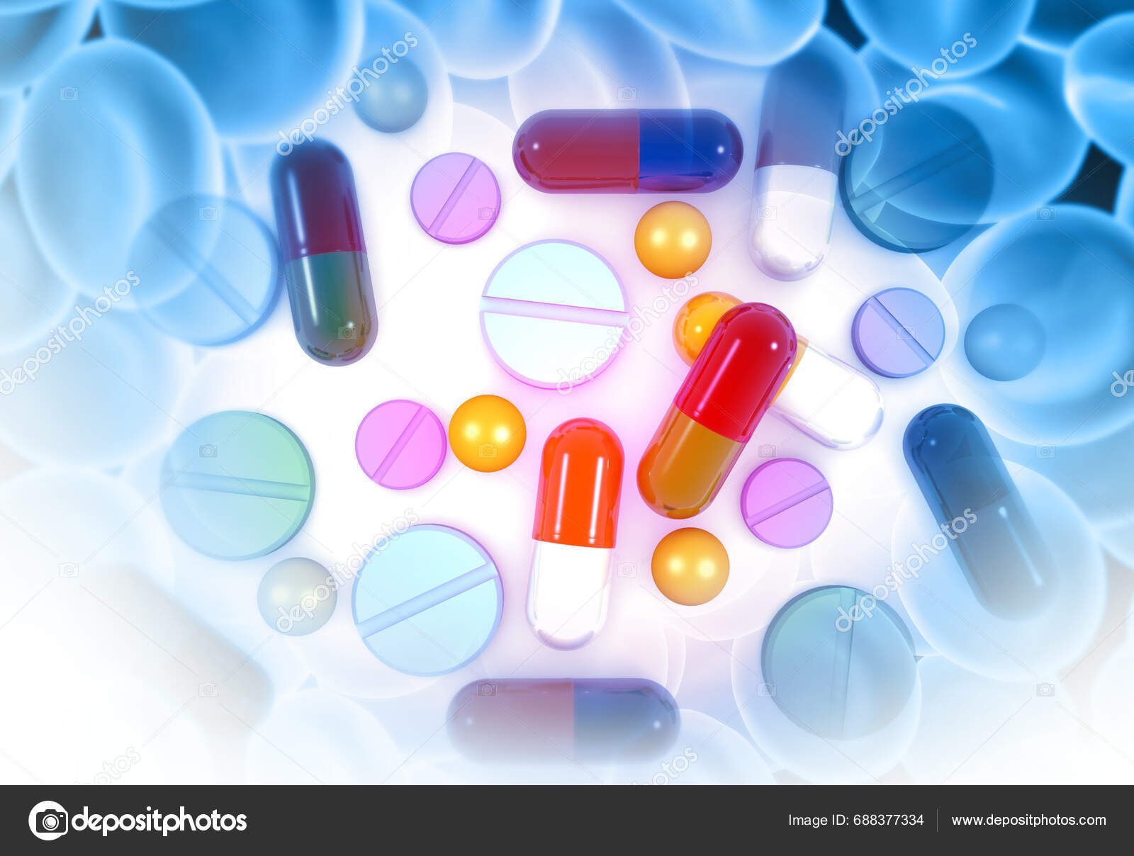 Pills Tablets Capsules Abstract Medical Background Render — Stock Photo ...