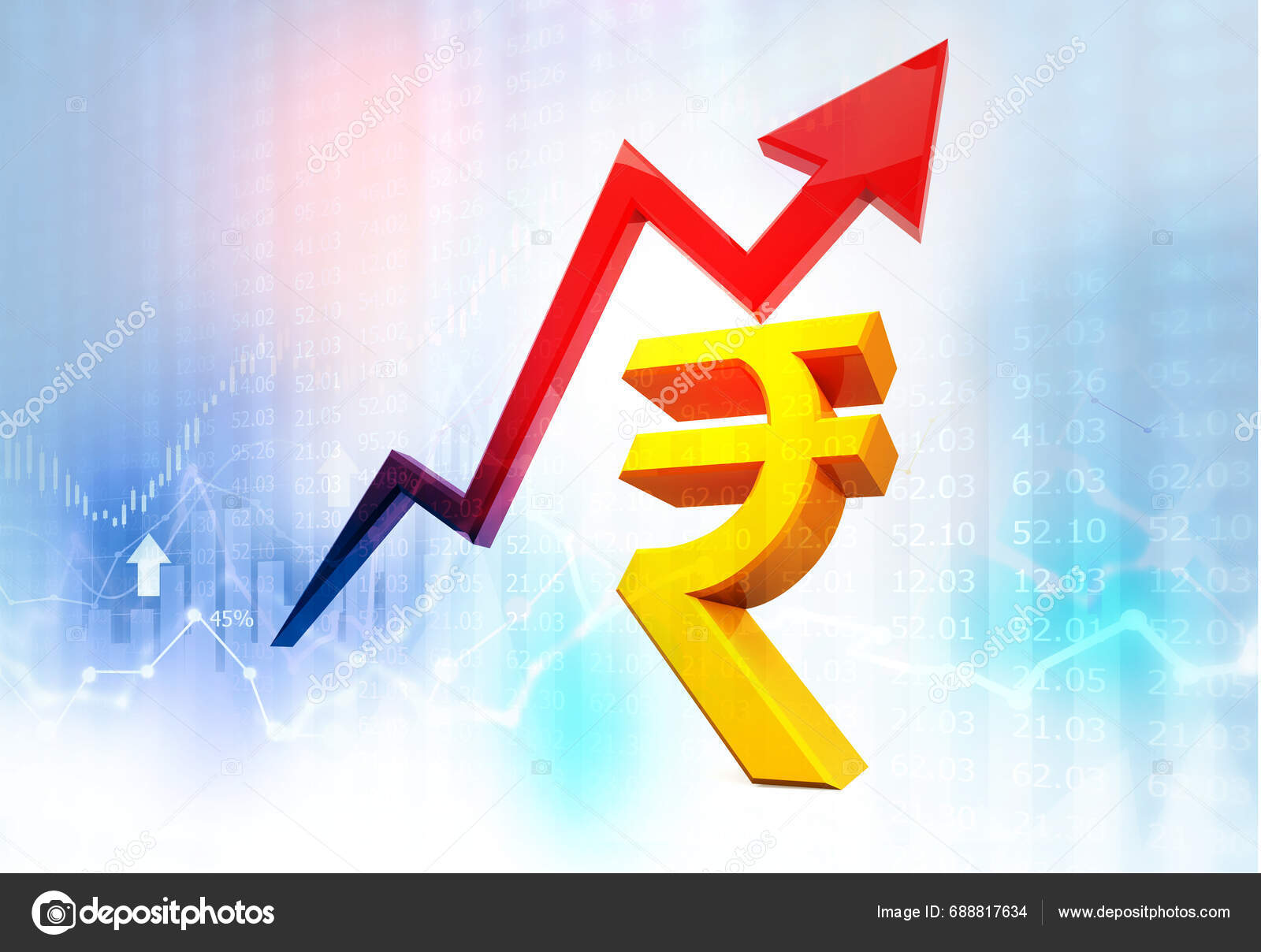 Moving Growth Arrow Rupee Sign Increase Indian Rupee Value Concept ...