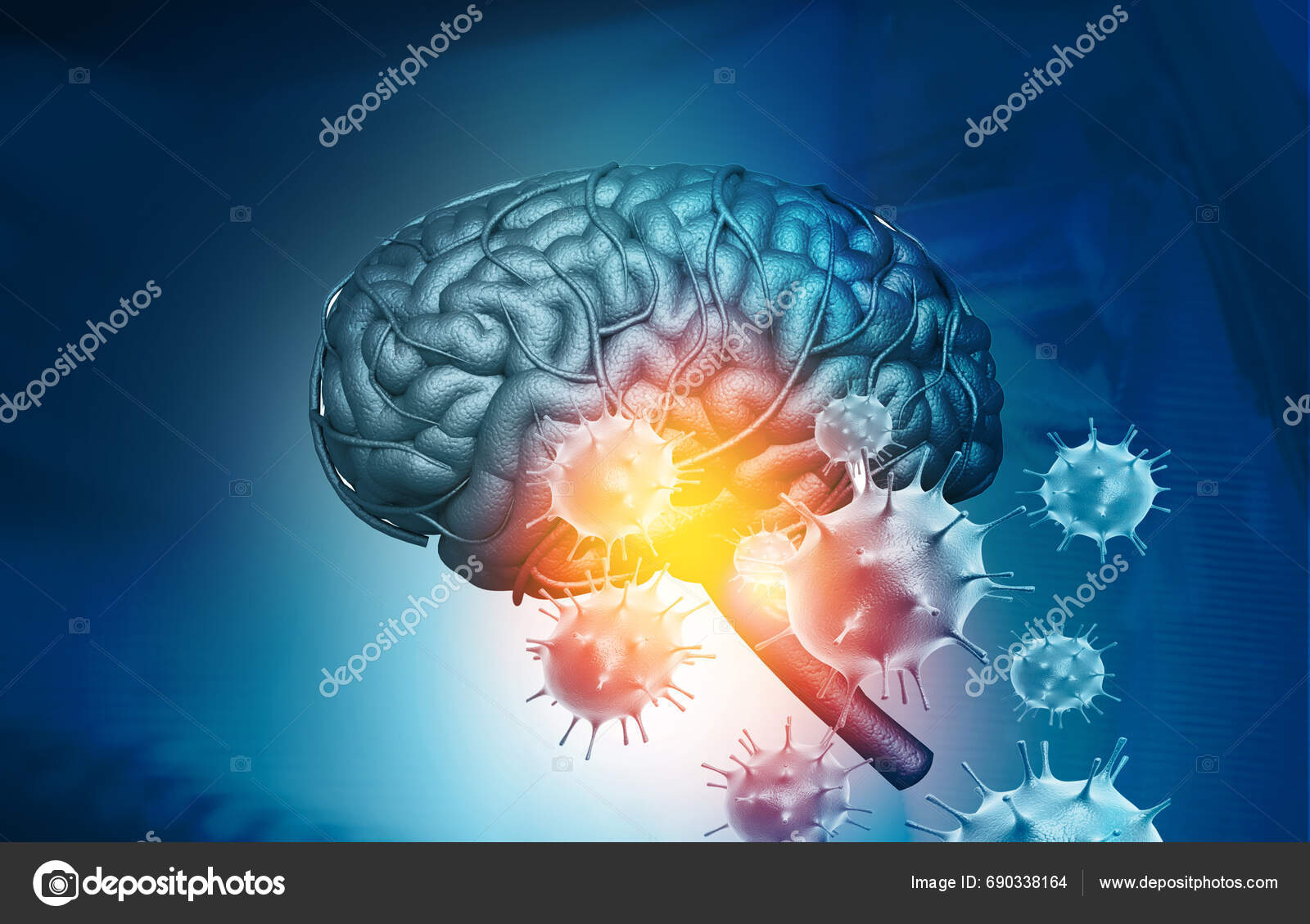 Virus Attacking Human Brain Illustration — Stock Photo © exploderasi ...