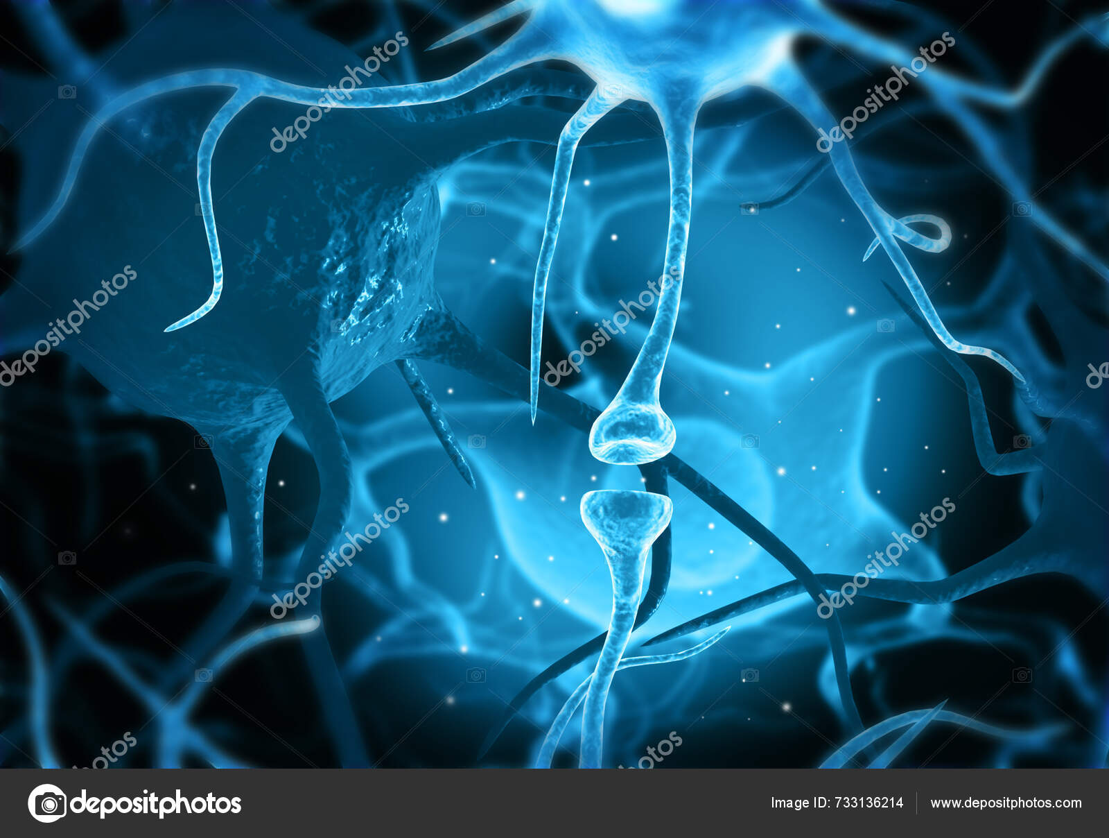 Neuron Cells Electrical Activity Neuronal Network Illustration — Stock ...