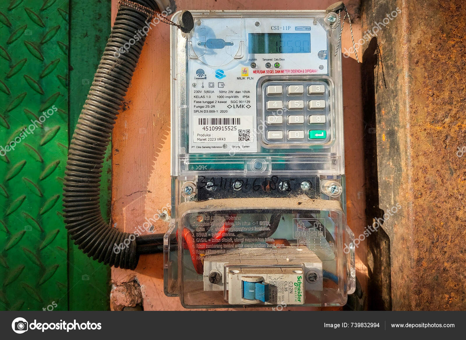 Makassar Indonesia June 2024 Photo Kwh Meter Electricity Token Wall ...