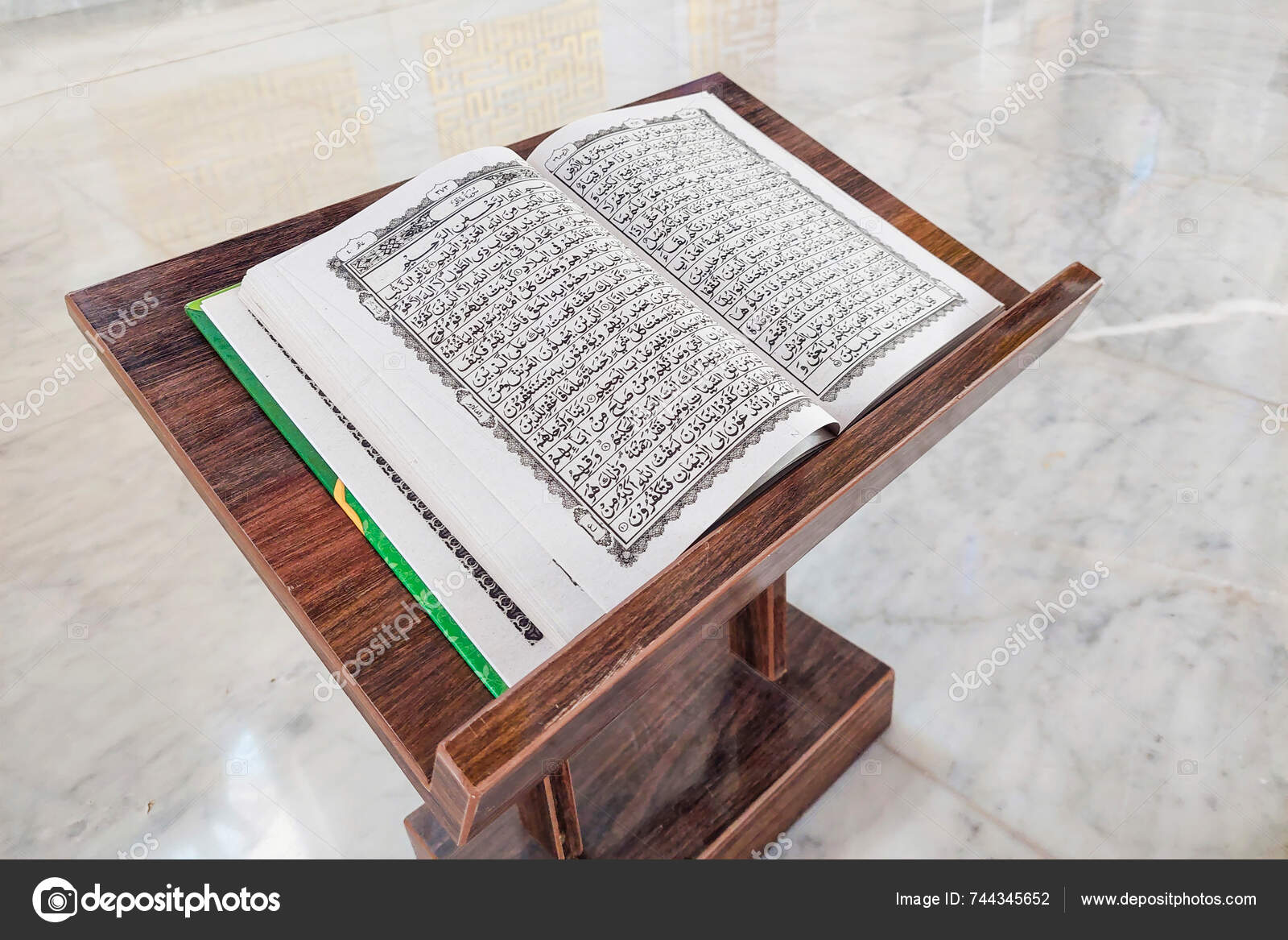 Makassar Indonesia August 2024 Quran Wooden Table Mosque — Stock ...