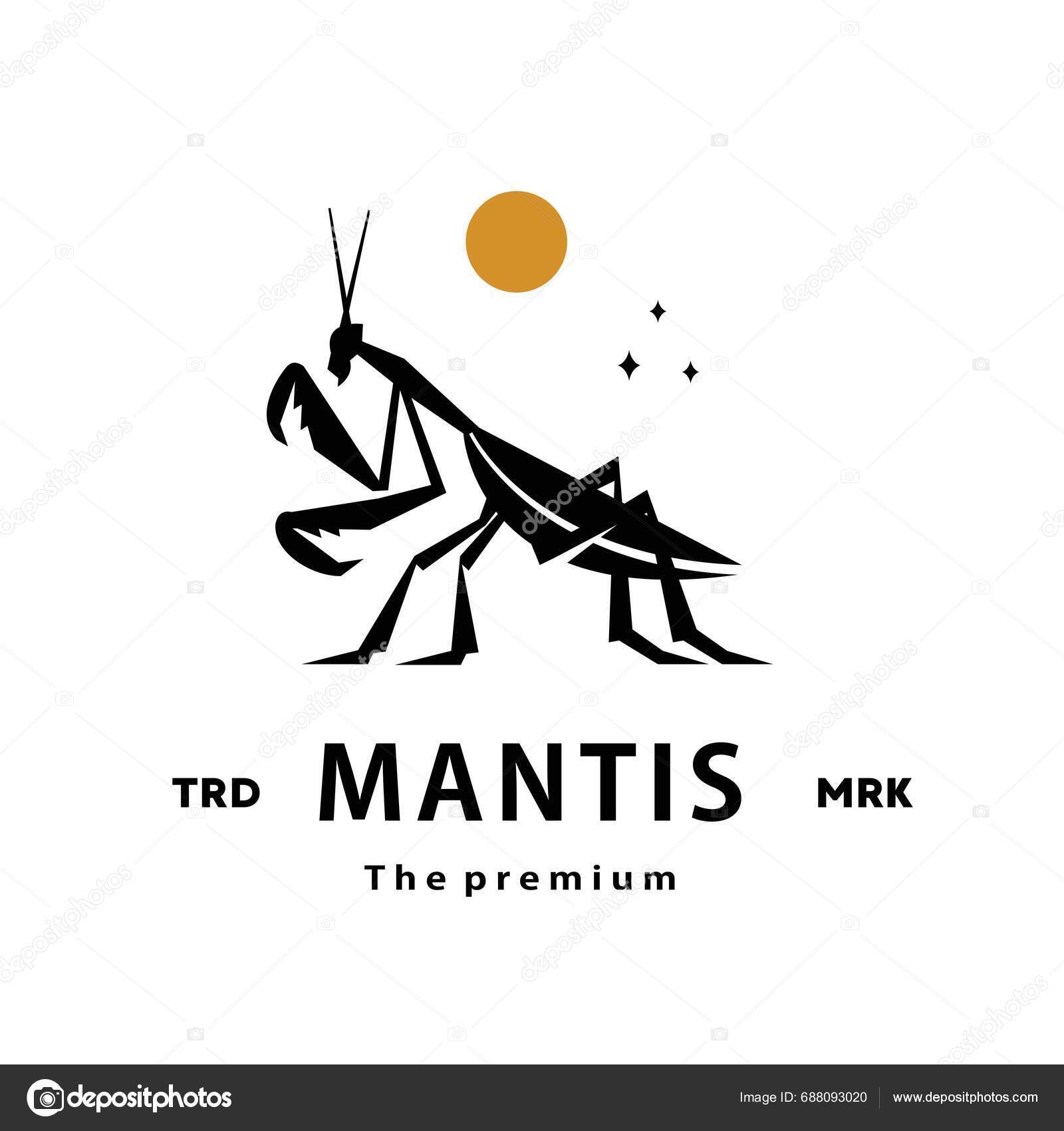 Vintage Retro Hipster Mantis Logo Vector Silhouette Art Icon Stock ...