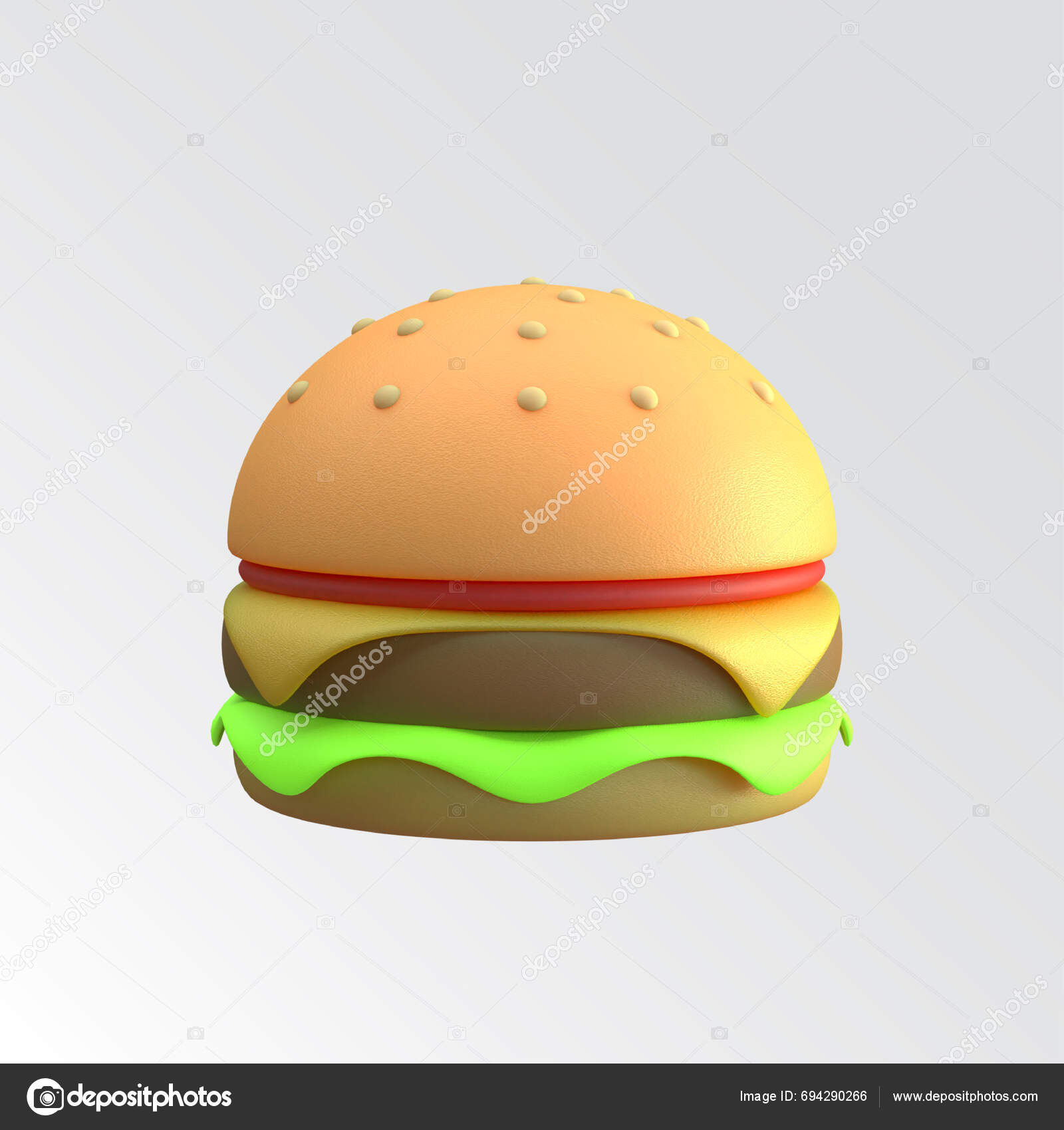 Render Illustration Hamburger Eat Meat Simple Hamburger Icon Web App ...