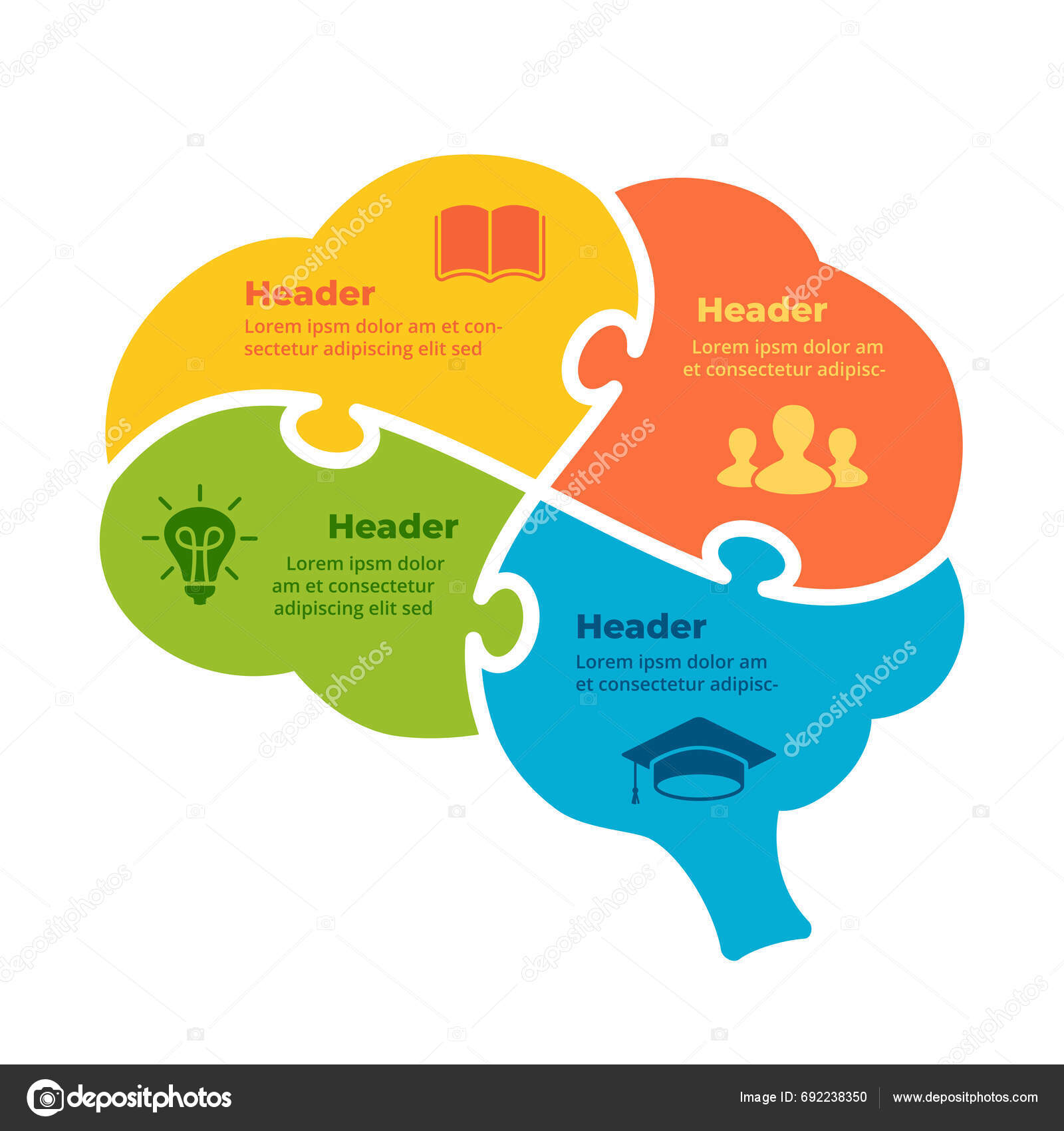 Puzzle Brain Anatomy Infographic Education Creative Thinking ...