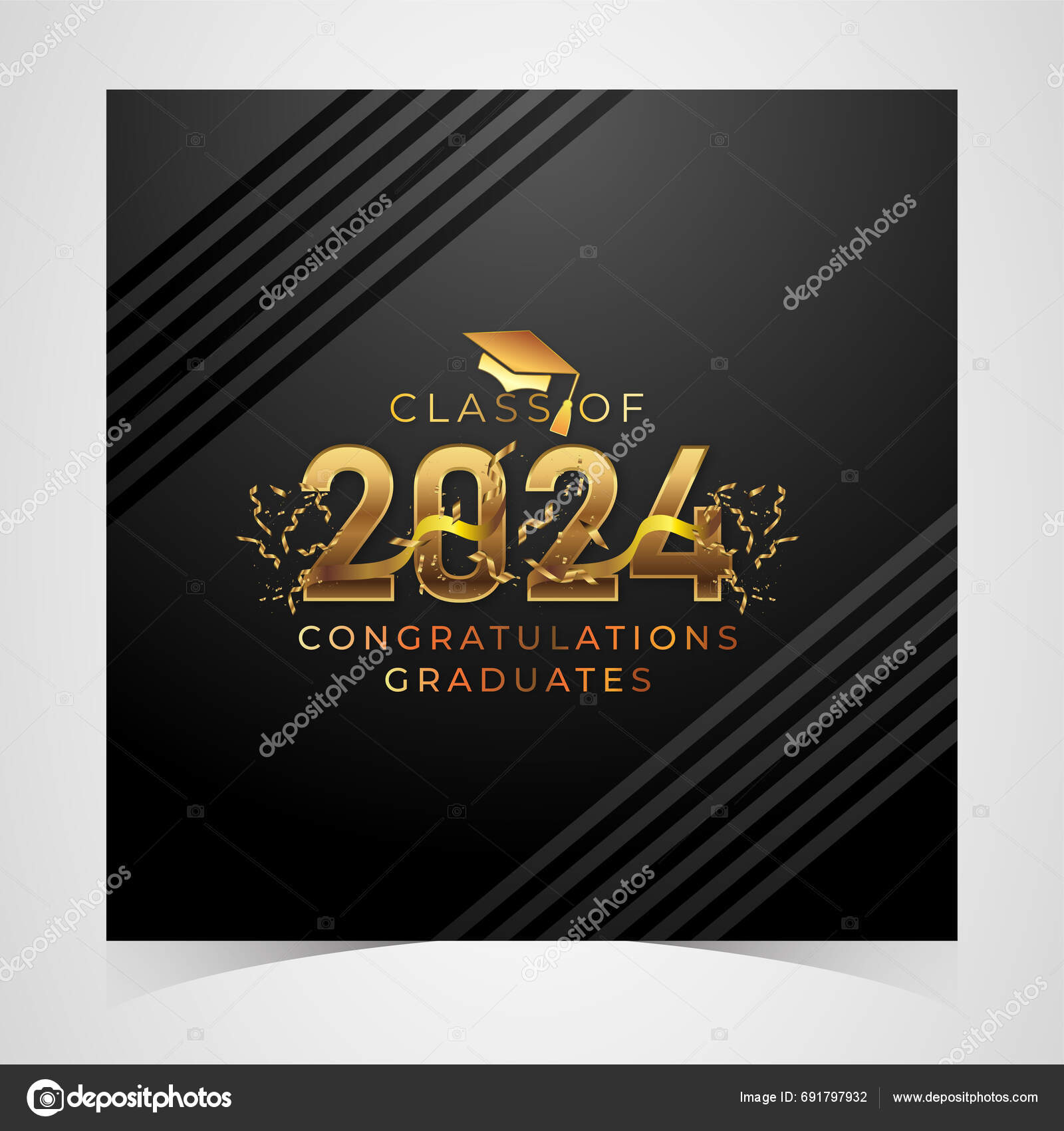 Class 2024 Congratulations Graduates Academic Cap Diploma Graduation ...
