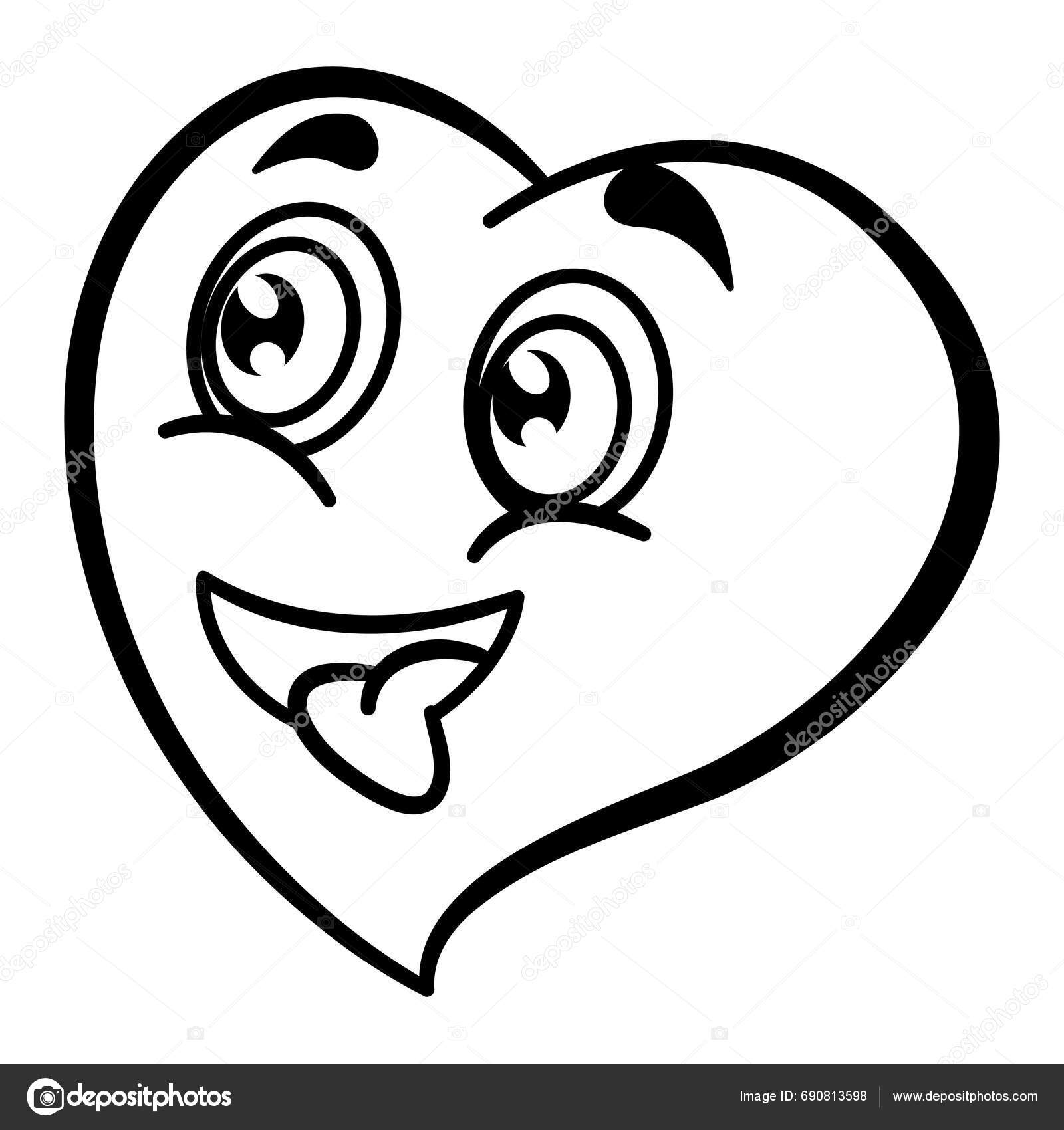 Buon Cuore Cartone Animato Colorare Pagina Cuore Amorevole Con Lingua ...