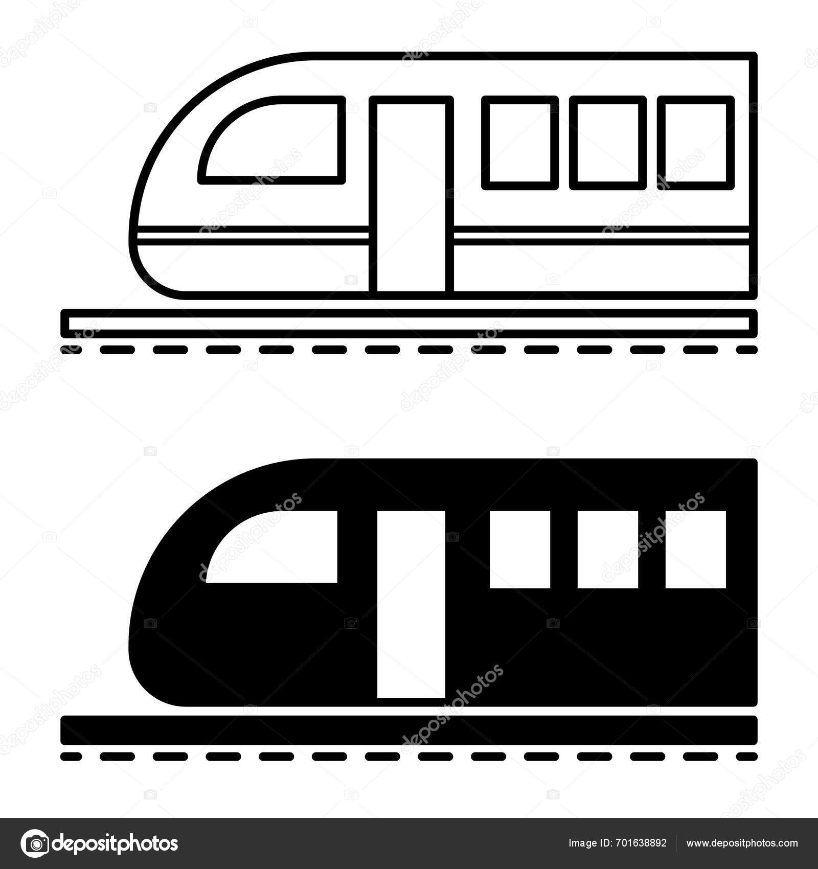 Iconos Tren Iconos Vectoriales Blanco Negro Tren Sobre Raíles Concepto ...