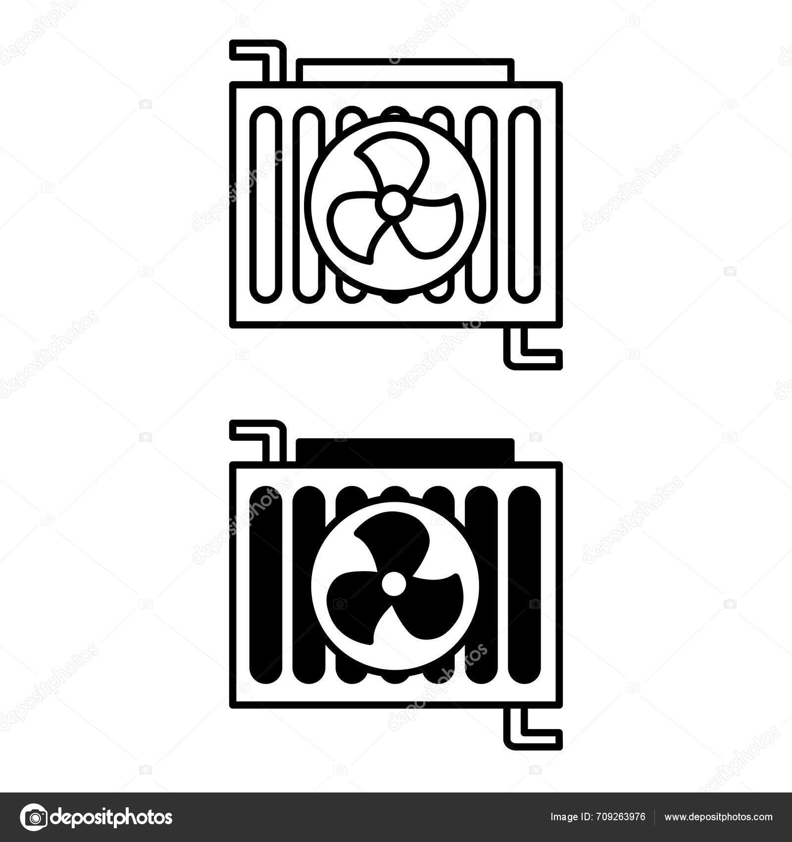 Radiator Icons Black White Vector Icons Heater Cooler Vehicle Detail ...