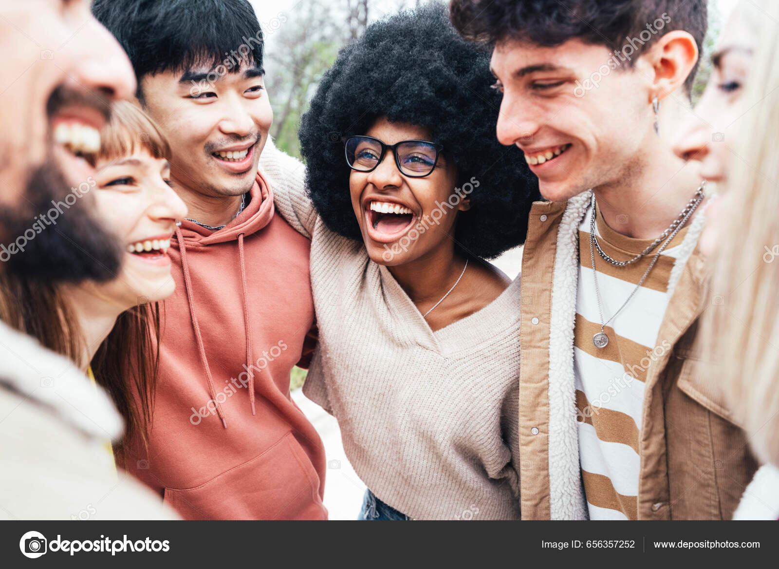 Happy Students Socializing College Campus Friendship Lifestyle Concept ...