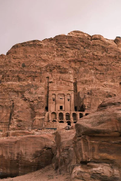 Petra's Monastery, an iconic facade carved into the rose-colored stone ...