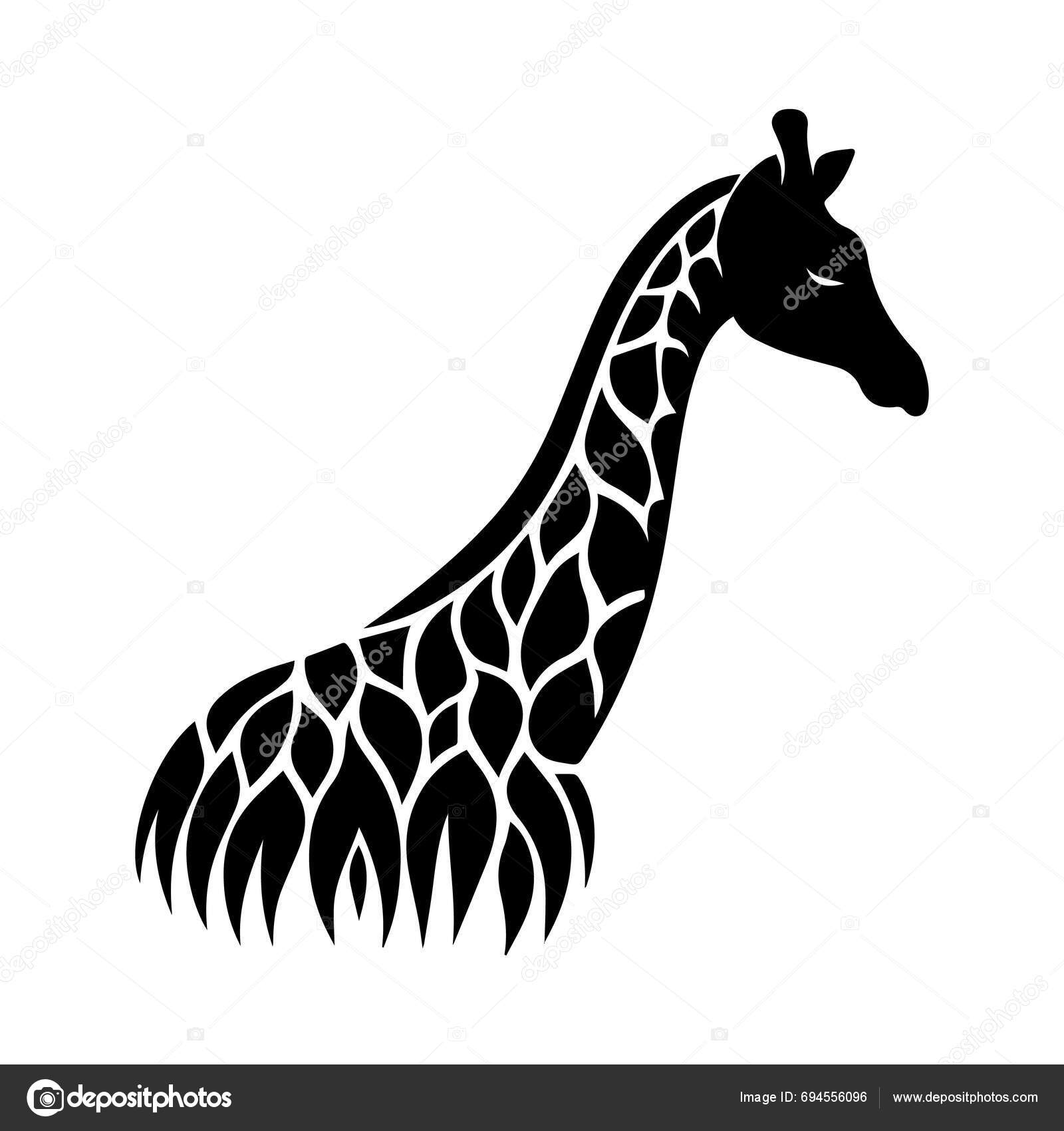 Giraffe Camelopard Giraffid Silhouette Editable Vector Illustration ...