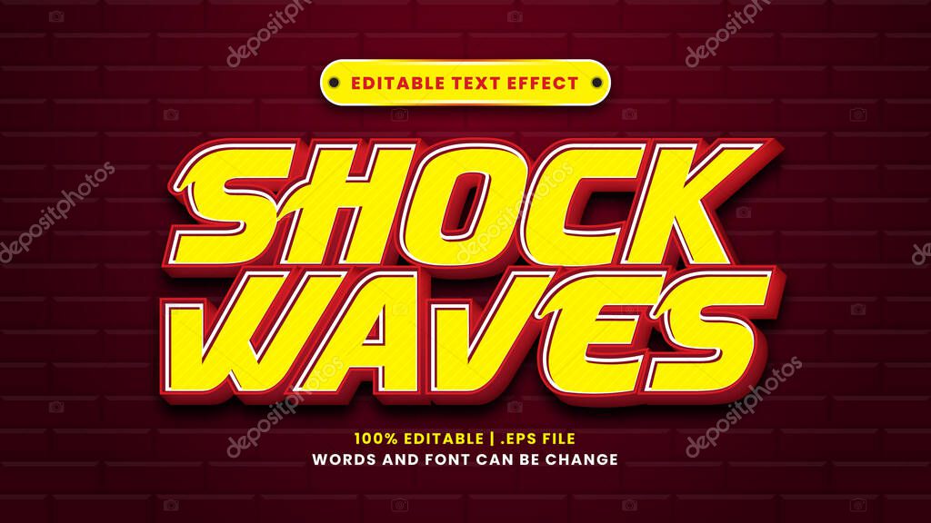 Efecto de texto editable ondas de choque en el estilo moderno 3d 2024