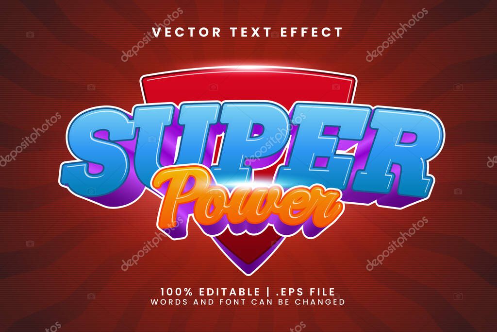 Super poder 3d efecto de texto editable con héroe y estilo de texto ...