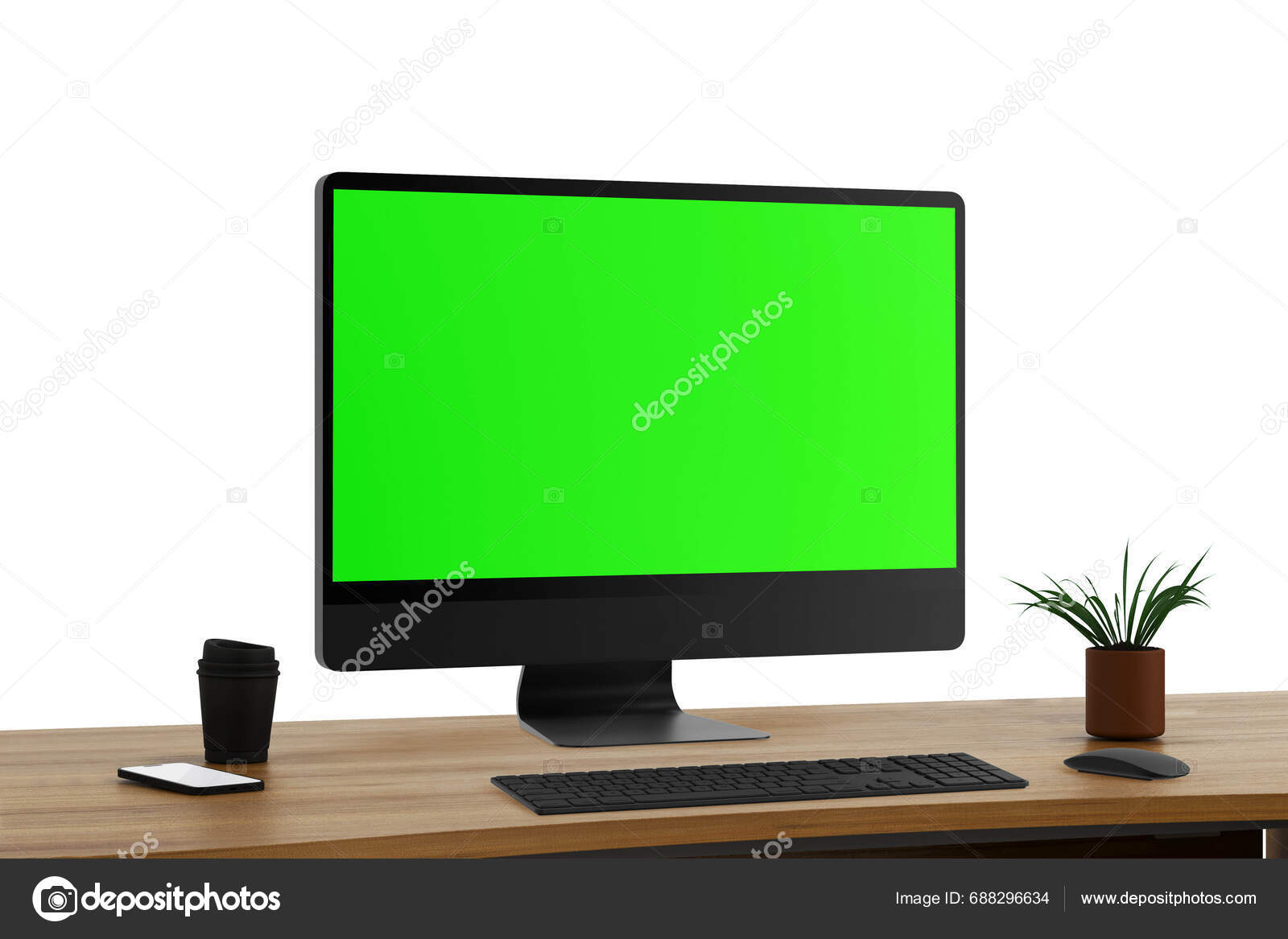 Computer Table Green Screen — Stock Photo © EstudioCog #688296634