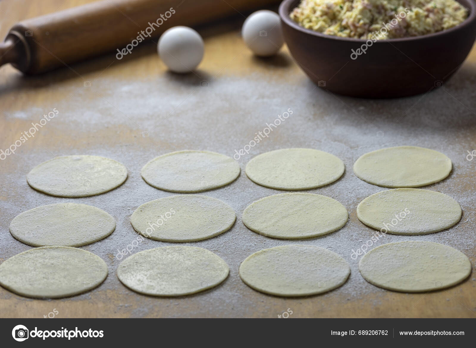 Process Making Raw Homemade Empanadas Dough Filling Hands Assembling ...