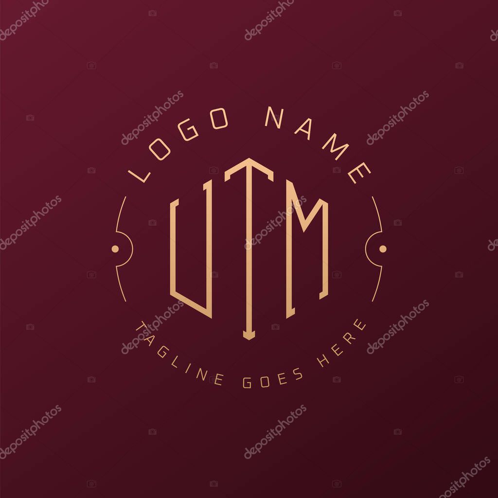 Diseño lujoso del logotipo de UTM, logotipo elegante del monograma de ...