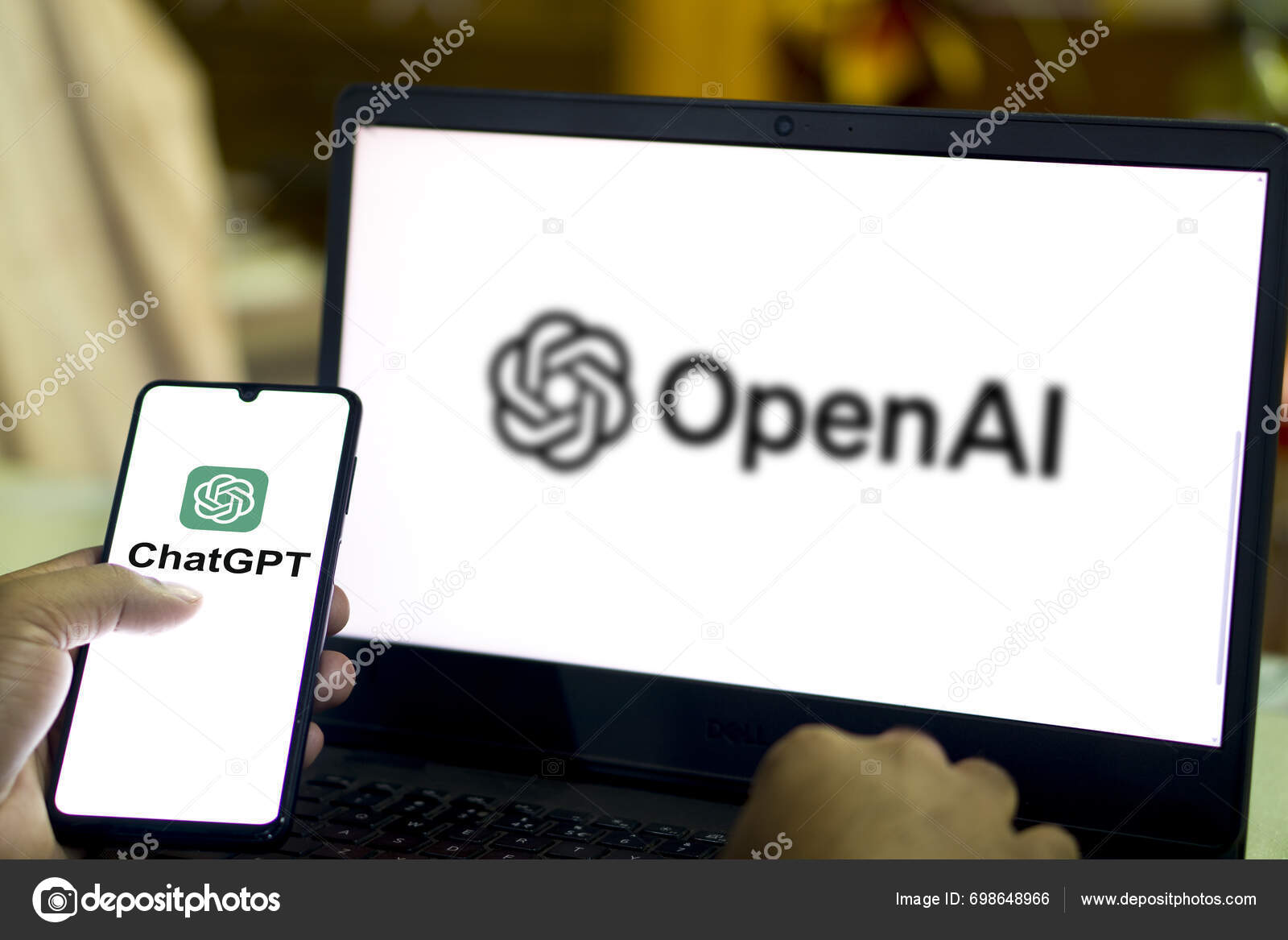 Chatgpt Logo Seen Smartphone Laptop Display Blurred Openai Company ...