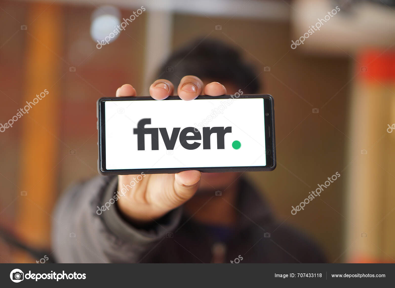 Fiverr Logo Displayed Smartphone Platform Offering Services Starting ...