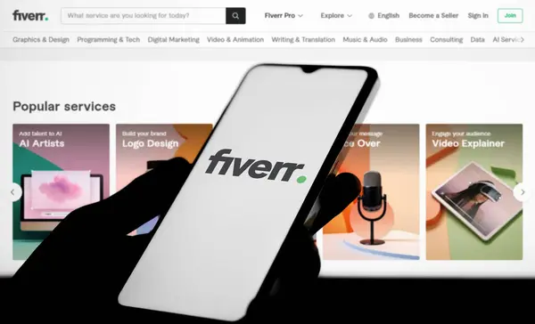Fiverr Logo Displayed Smartphone Platform Offering Services Starting ...