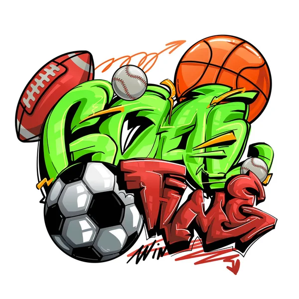 Street Art Style Graffiti Football Print Goal Ball Slogan Goal Stock ...