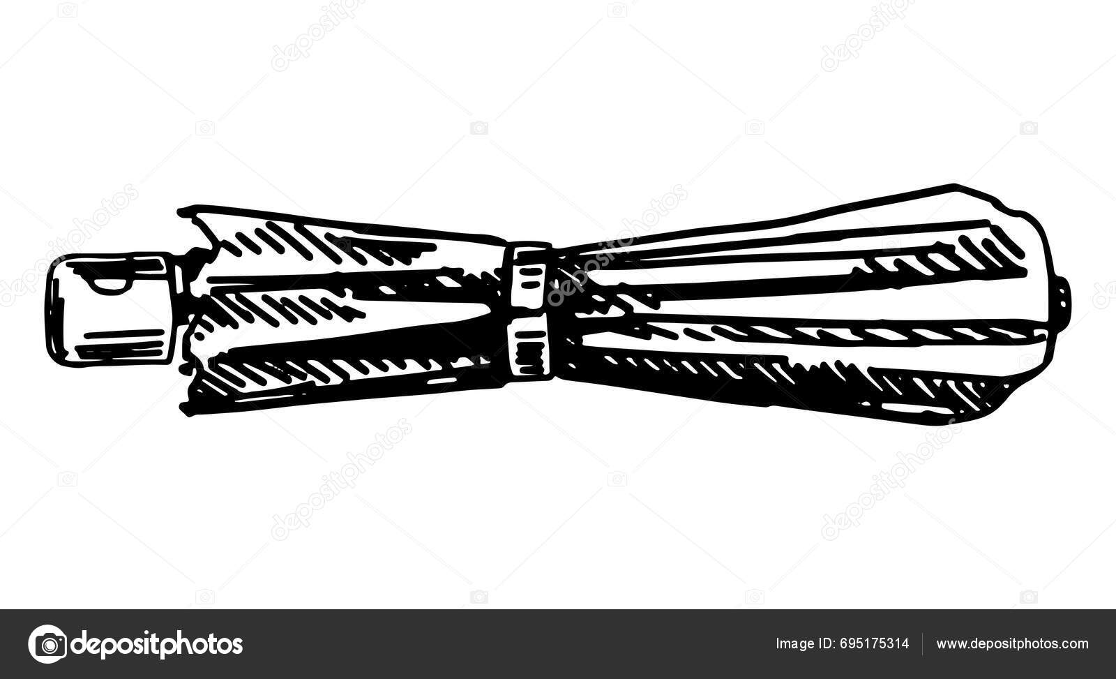 Doodle Folded Umbrella Outline Drawing Rainy Weather Accessory Hand ...