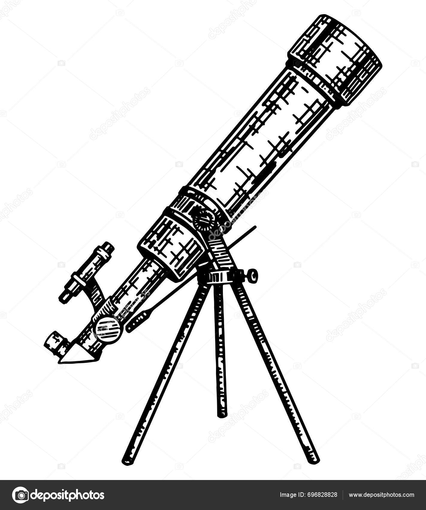 Telescope Tripod Sketch Astronomical Equipment Scientific Instrument ...