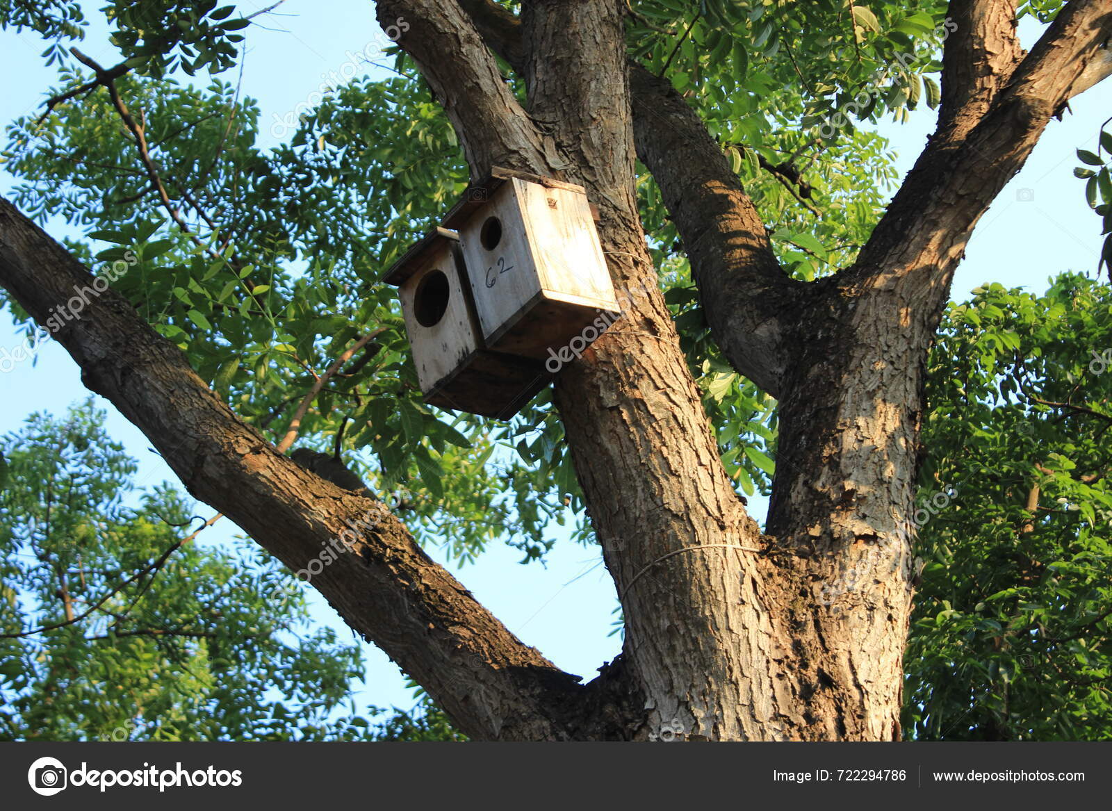 Man Made Wooden Bird House Tree Man Made Wooden Birdhouse — Stock Photo ...