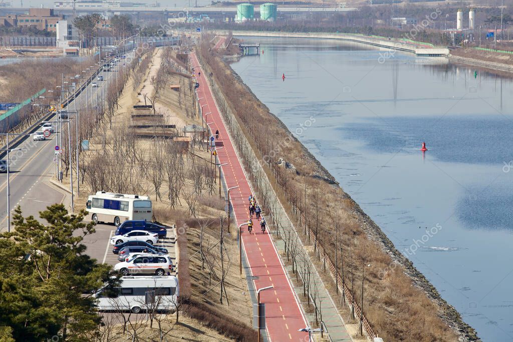 Incheon, Corea del Sur - 10 de febrero de 2020: Con vistas al Gyeongin ...