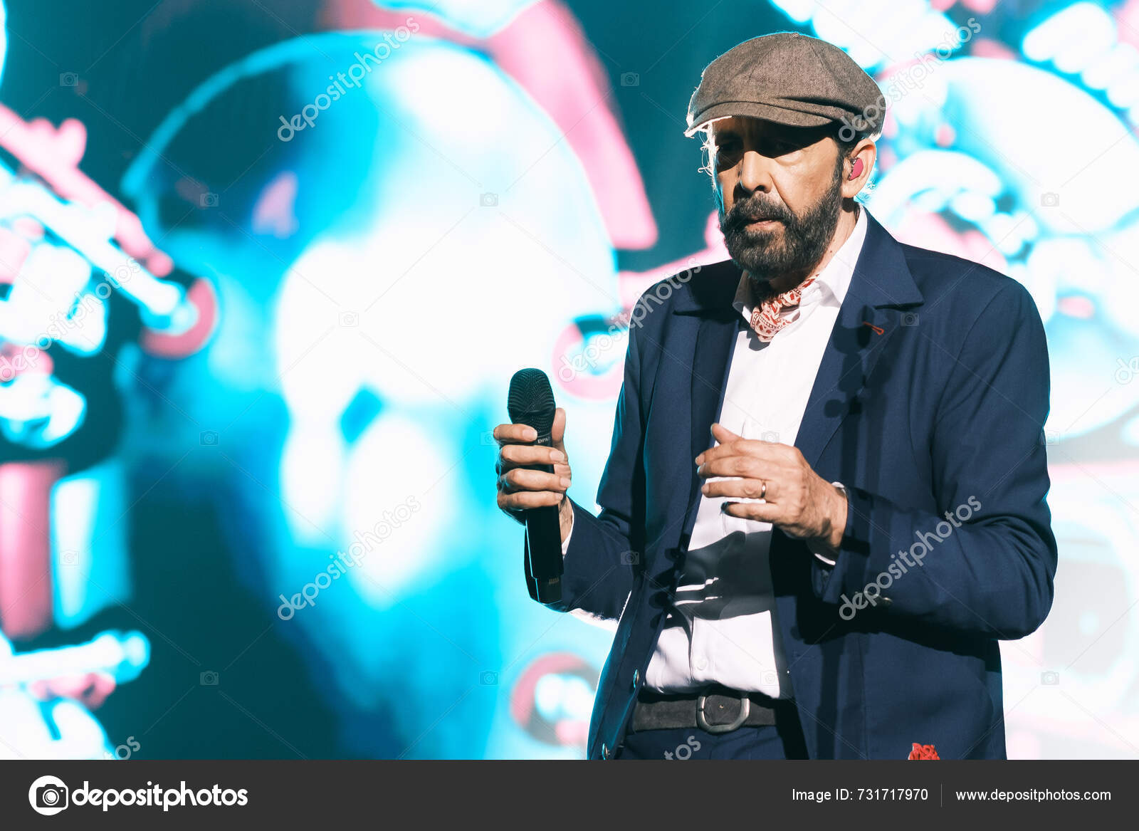 Singer Juan Luis Guerra His Performance Wizink Center July 2024 — Stock ...