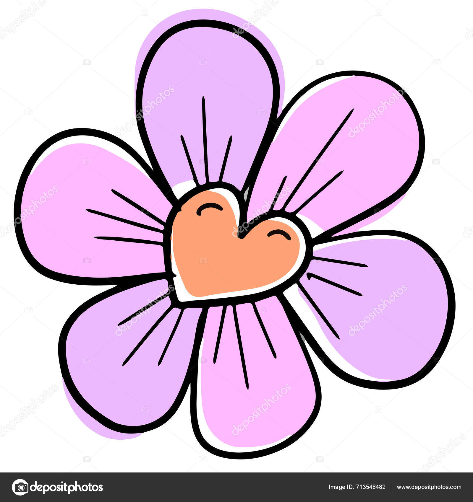 Logo Hand Drawn Outline Squiggle Design Wildflower Flower Icon Stock ...