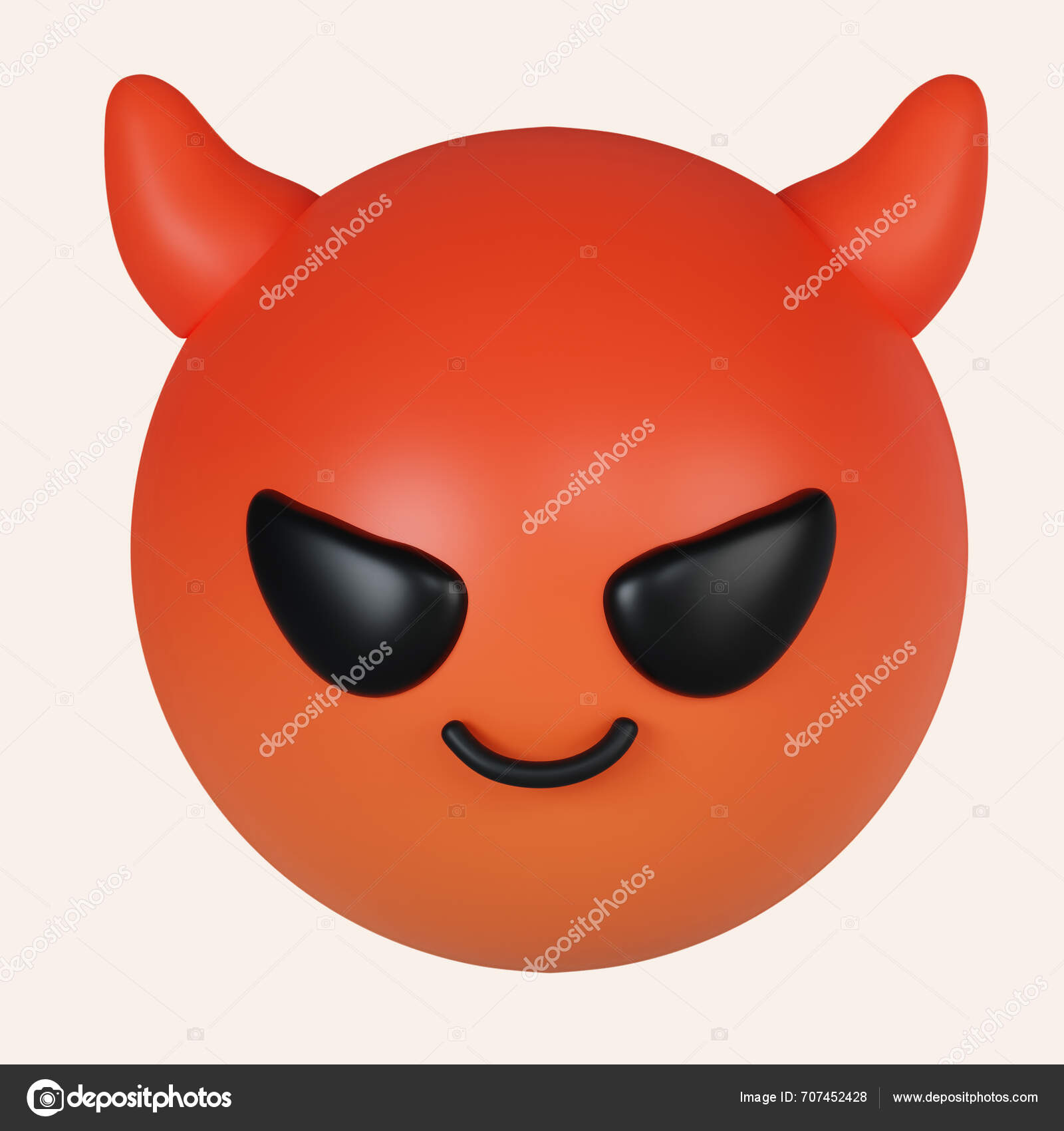 Emoticon Smiling Horns Devil Emoji Red Face Devil Emoji Icon — Stock ...